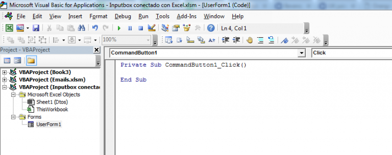 Conectar un formulario de VBA con Excel - TextBox